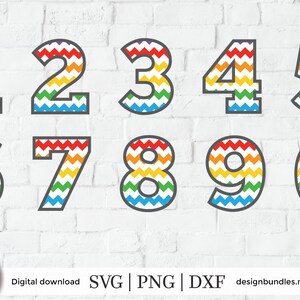 Chevron Numbers SVG for Cricut Cameo, Cheveron Zigzag Pattern Dxf ...