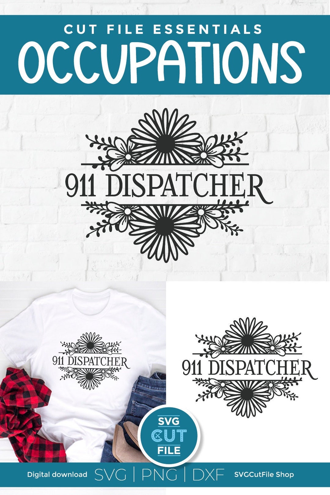 911 Dispatcher Svg, Dispatcher Svg, Dispatcher, Floral Svg With Flowers ...