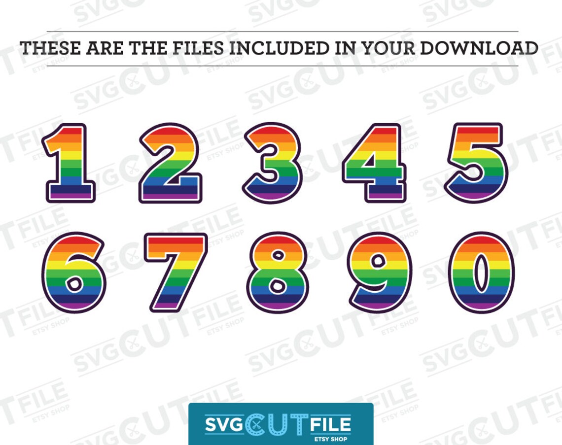 Números de arco iris svg números coloridos svg número de - Etsy España