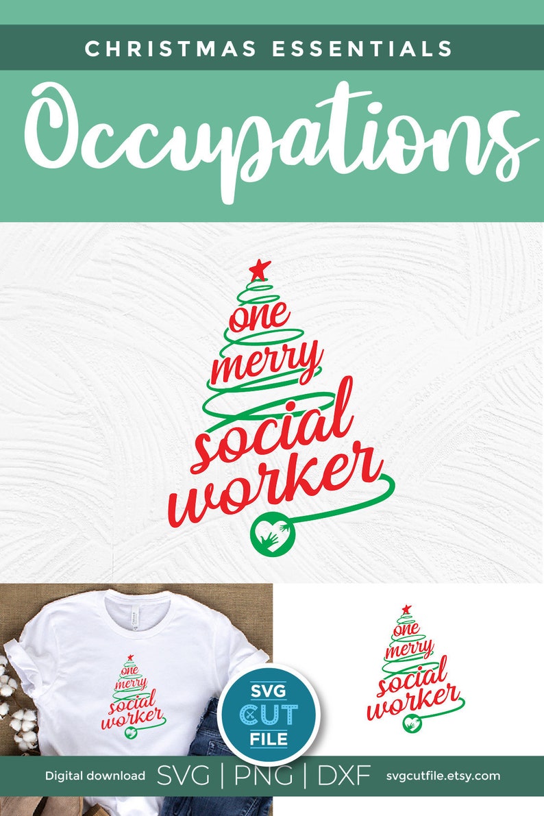 Christmas Social Worker Svg, One Merry Social Worker Svg, Holiday Social Worker Svg, Dxf Svg ...