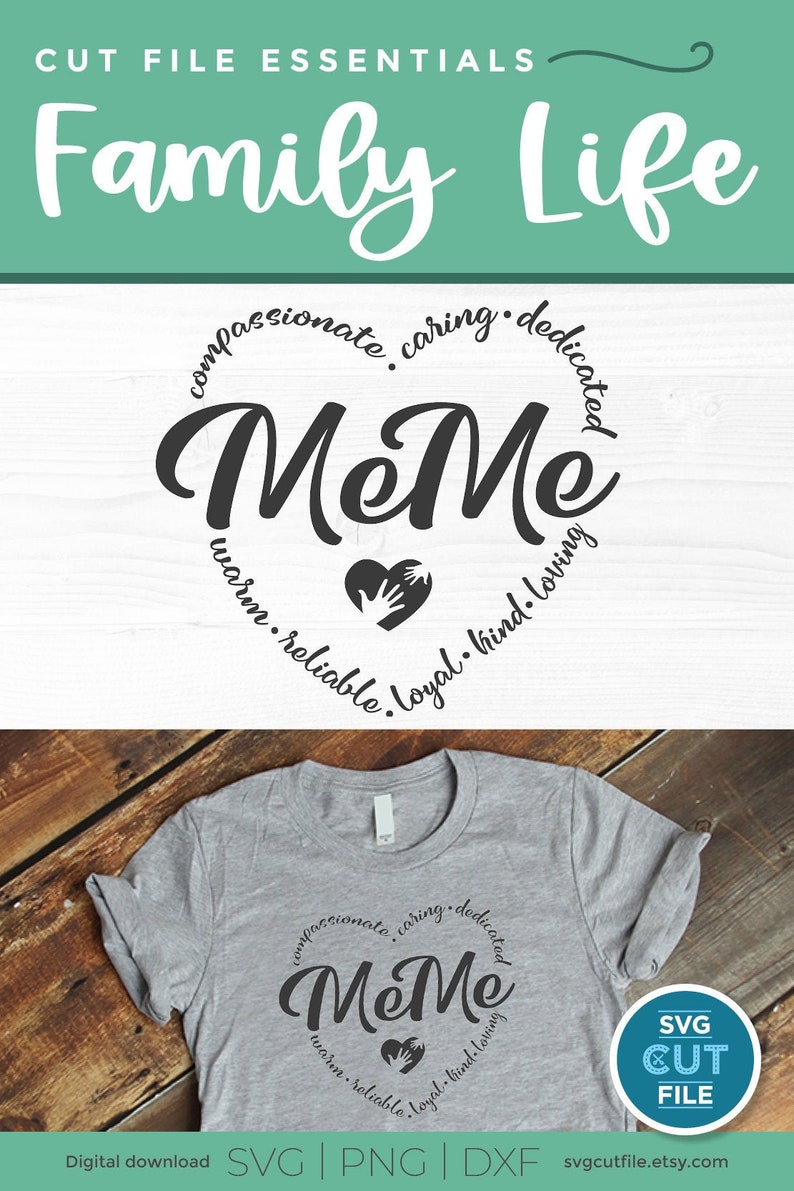 Meme Svg, Grandma Meme Svg, Me Me Heart Svg, Cute Gift, Mother's Day ...