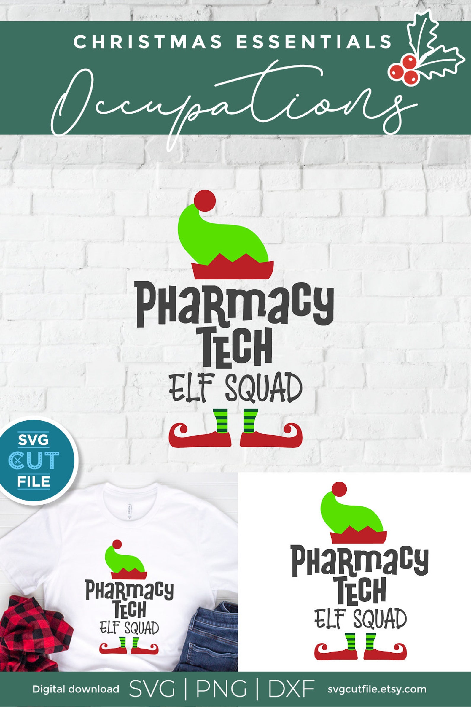 Christmas Pharmacy Technician Svg, Pharmacy Technician Elf Svg, Holiday ...