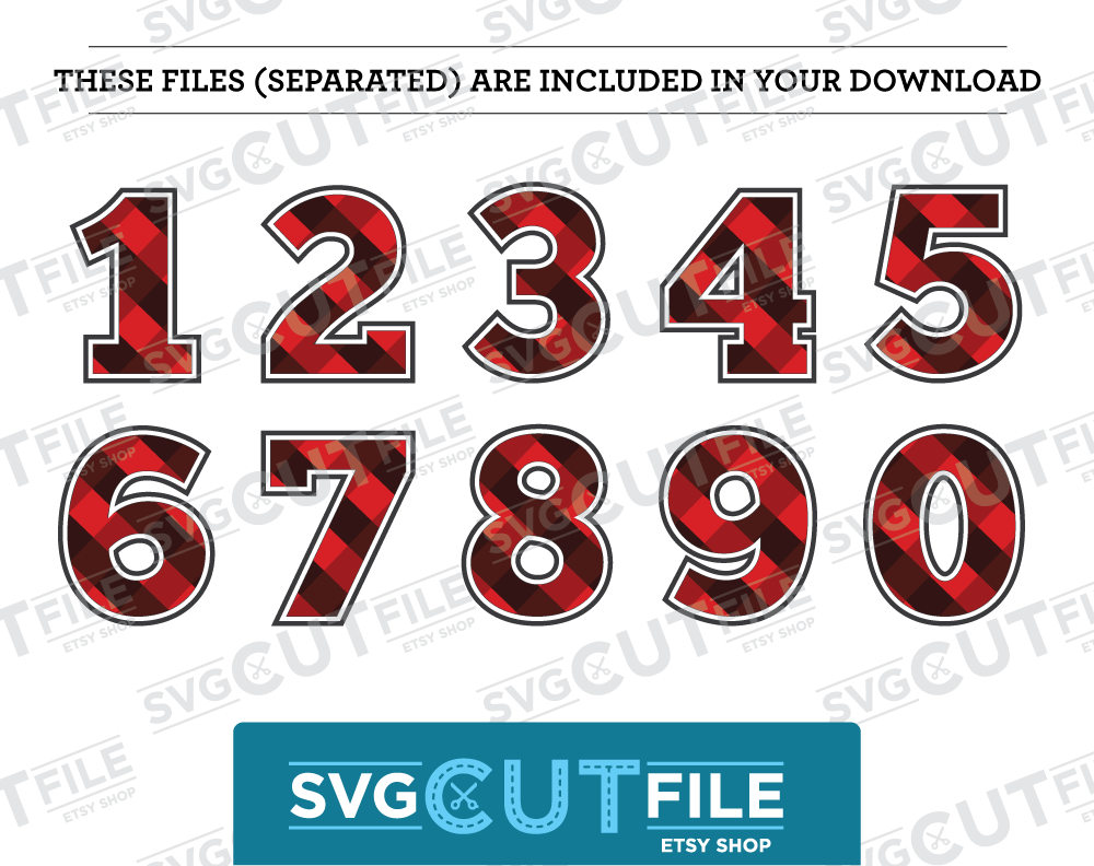 Plaid SVG, Numbers Svg, Buffalo Plaid Svg, Plaid Number Svg, Lumberjack ...