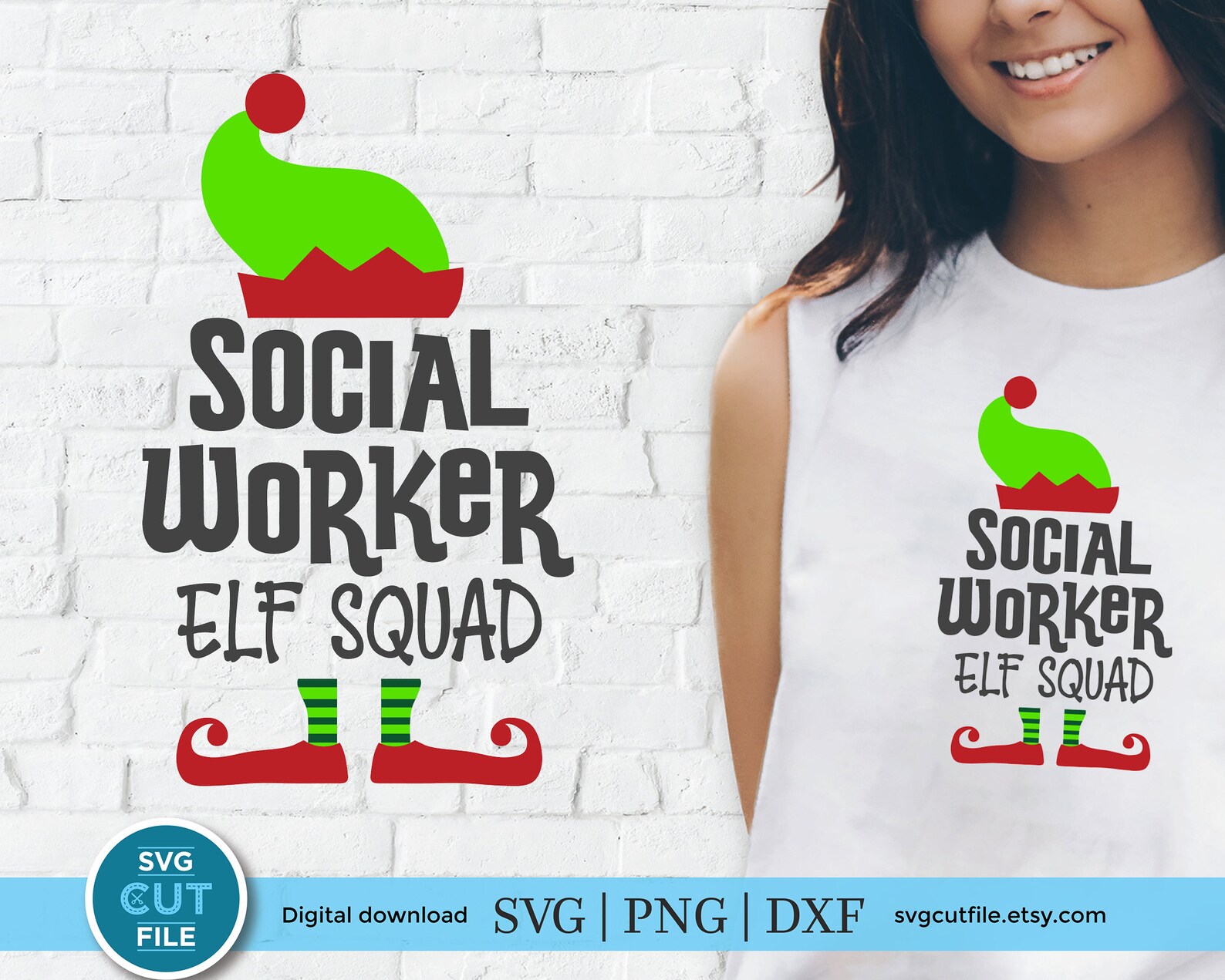 Social Worker Christmas Svg, Social Worker Elf Squad Svg, Elf Hat ...