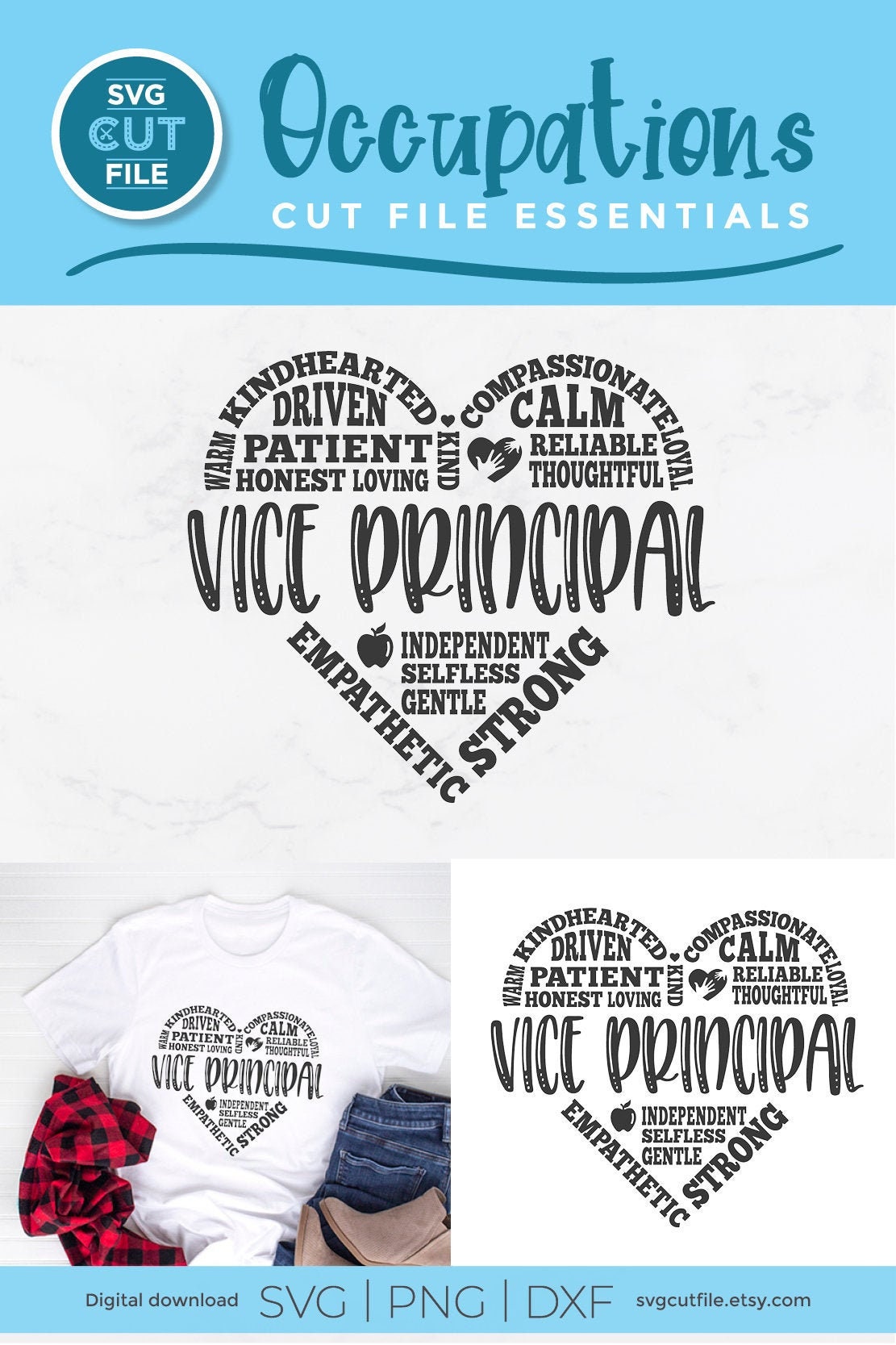 Vice principal svg Assistant principal svg heart svg middle | Etsy