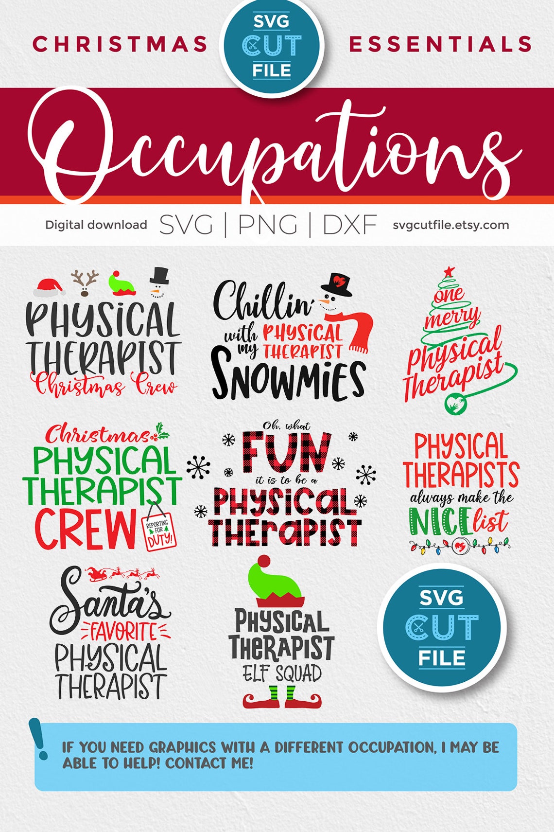 Christmas Physical Therapist Svg Bundle, Physical Therapy, Physical ...