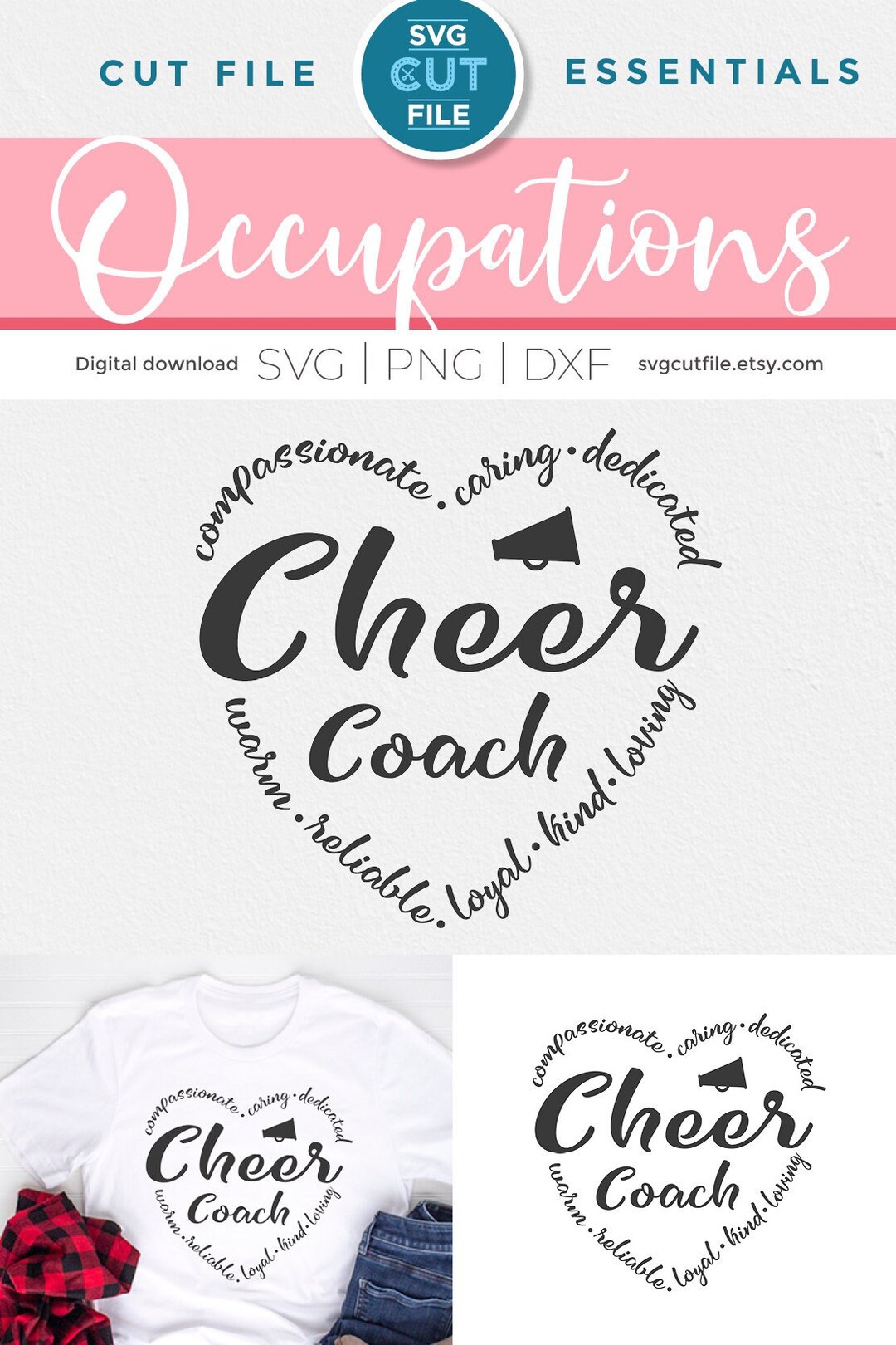 Cheer Coach Svg, Coach Svg, Cheer Coaching, Work of Heart, Coach ...