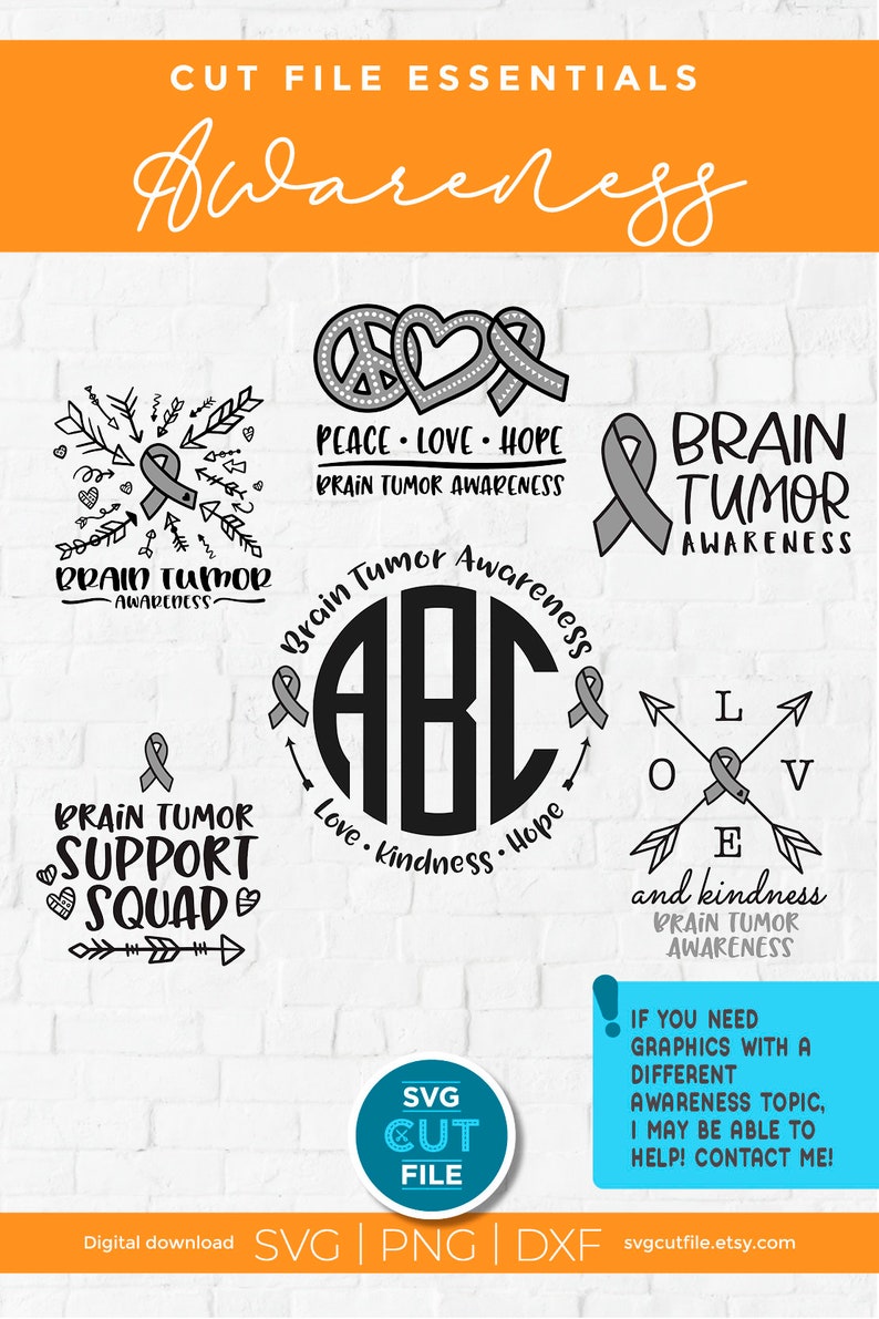 Brain Tumor Svg Bundle Brain Tumor Awareness Brain Cancer - Etsy