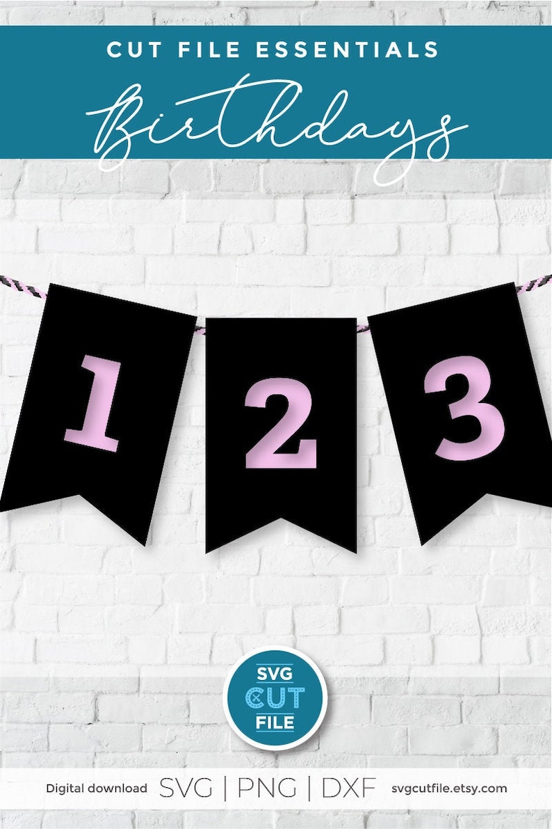 Bunting Numbers Svg Hanging Flag Svg Birthday Banner Svg | Etsy