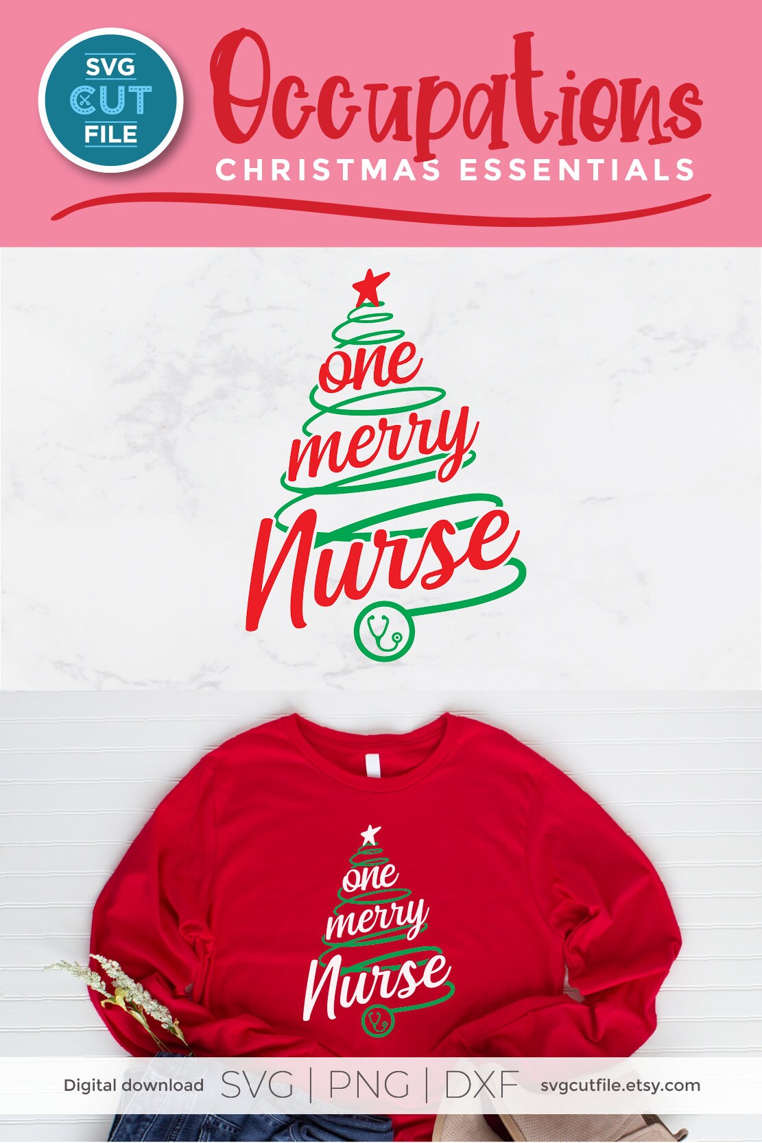 Christmas Nurse Svg, One Merry Nurse Svg, Holiday Nurse Svg, Svg Dxf ...