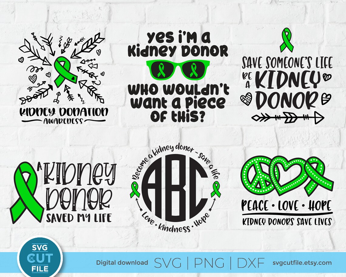 Kidney Donor Svg Bundle, Kidney Donation Svg, Lung Disease, Green ...