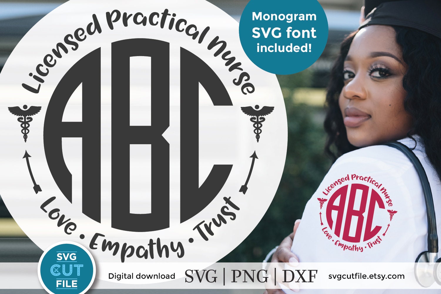 LPN Svg Licensed Practical Nurse Svg Lpn Monogram Svg - Etsy