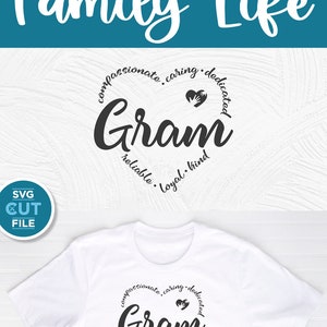 Gram Svg, Gram Heart Svg, Grandma Gram Svg, Cute Gram Gift, Mother's ...