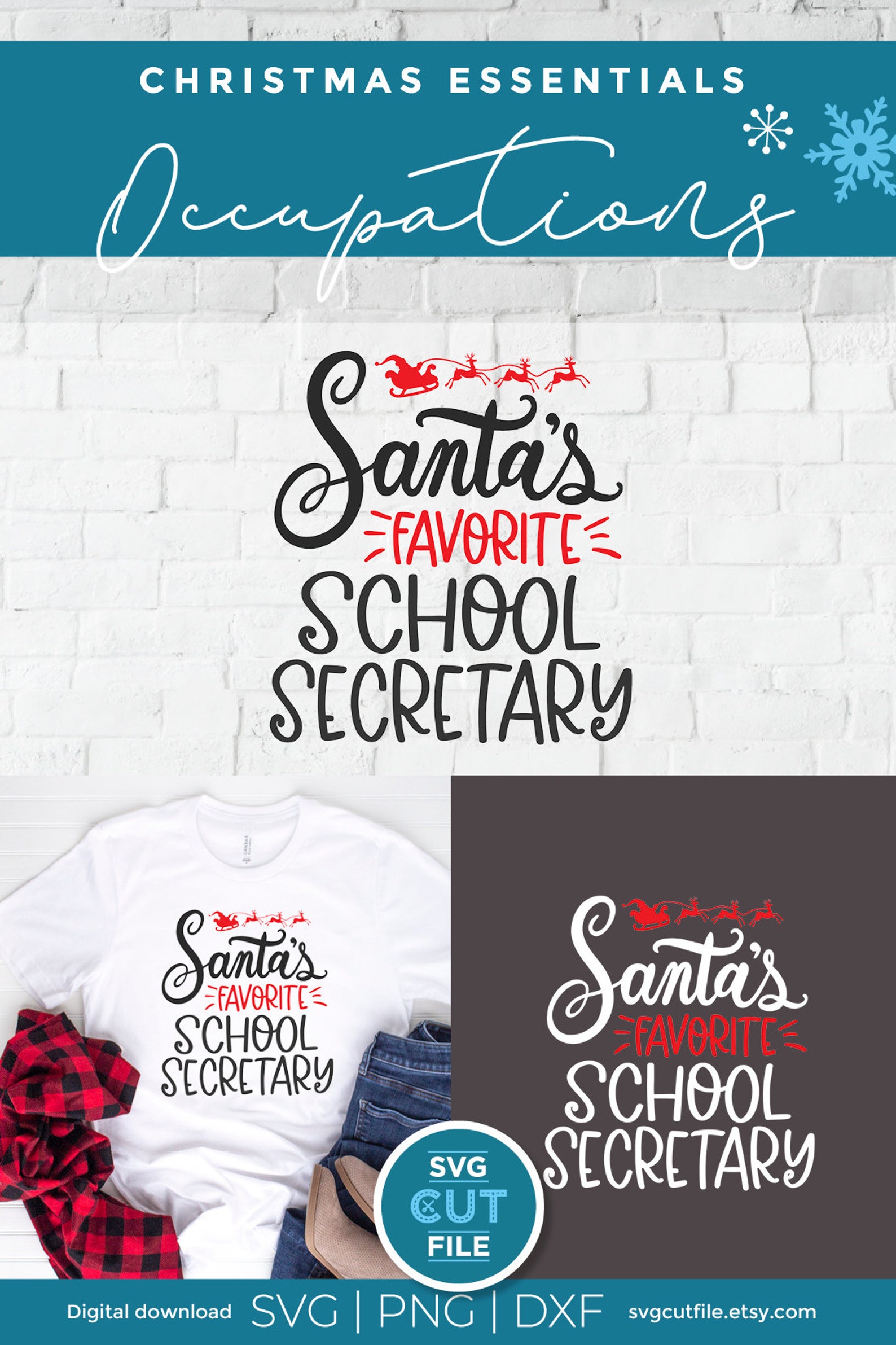 Christmas School Secretary Svg Santas Favorite School - Etsy
