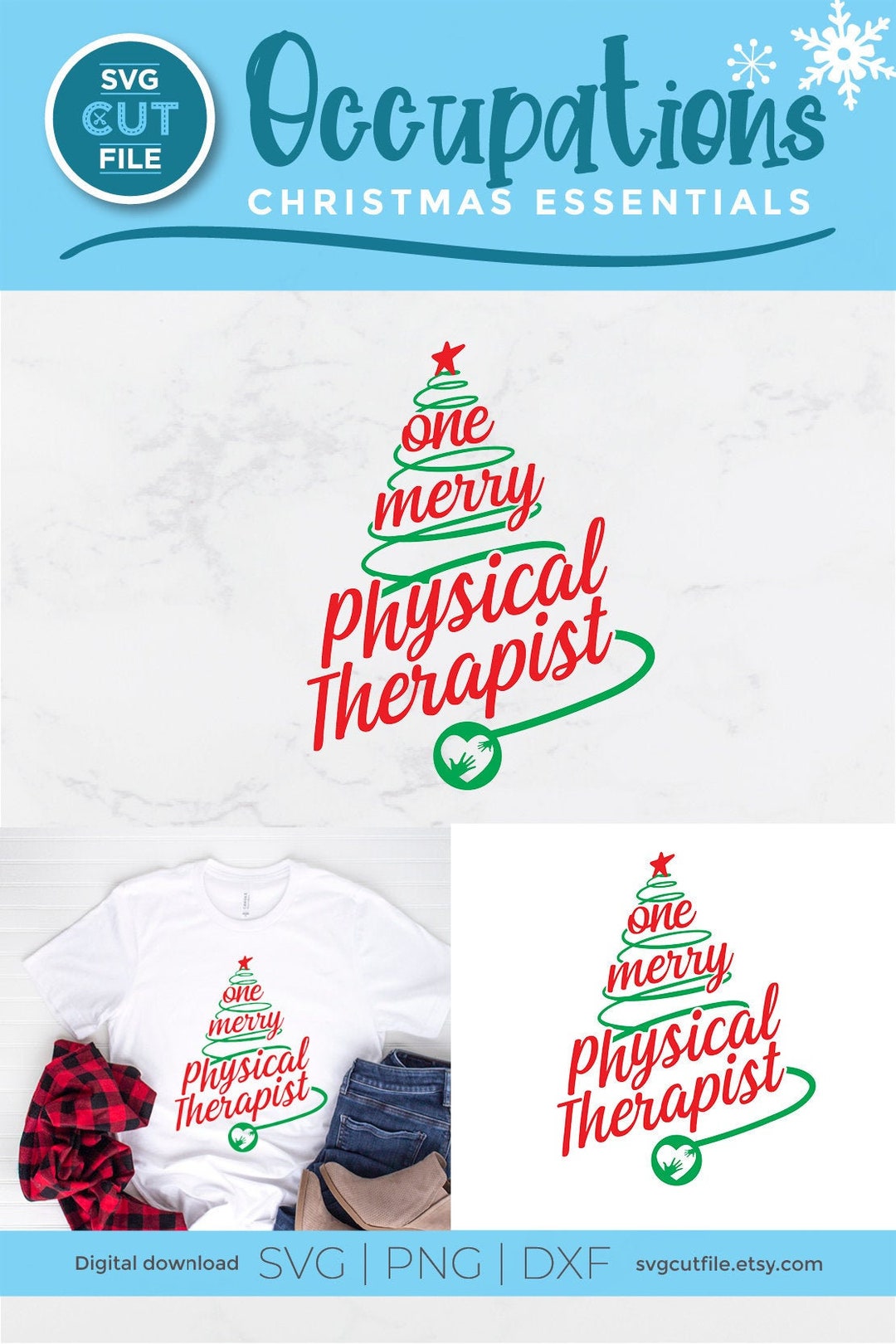 Christmas Physical Therapist Svg, One Merry Svg, Pt Svg, Cricut Cameo ...
