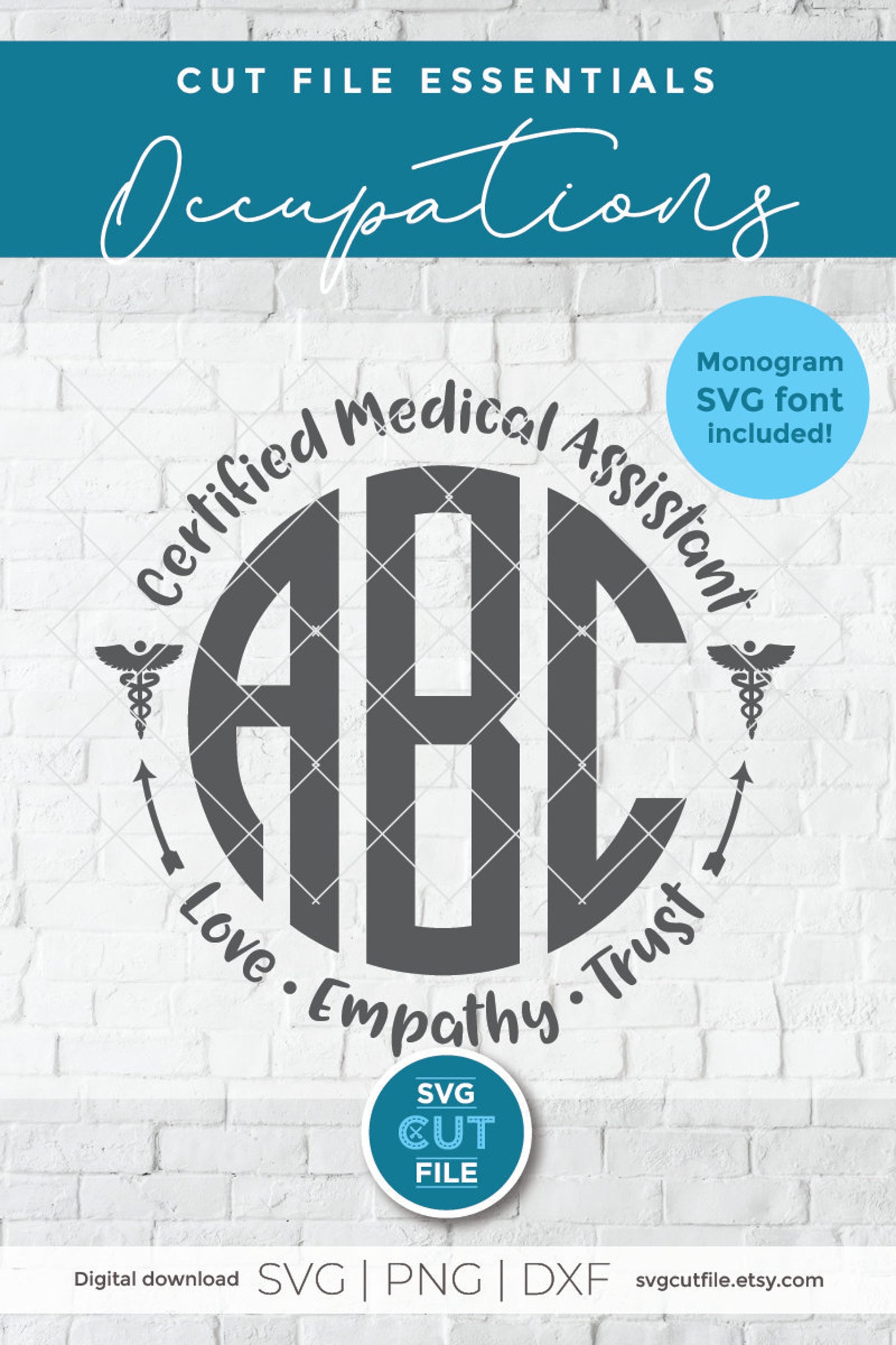 Certified Medical Assistant Svg CMA Svg CMA Monogram Frame - Etsy