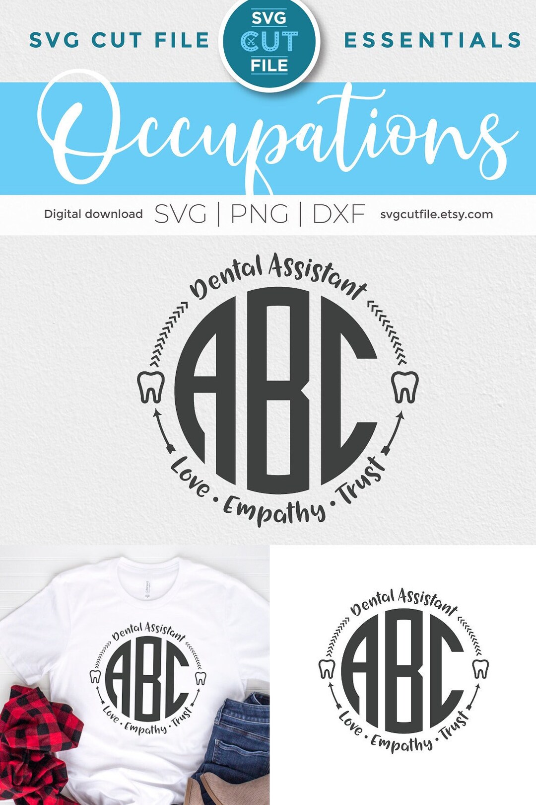 Dental Assistant Svg, Monogram, Dental Assistant Monogram Svg ...