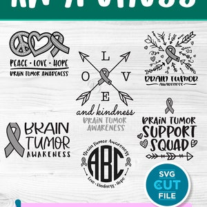 Brain Tumor Svg Bundle, Brain Tumor Awareness, Brain Cancer Svg, Svg ...