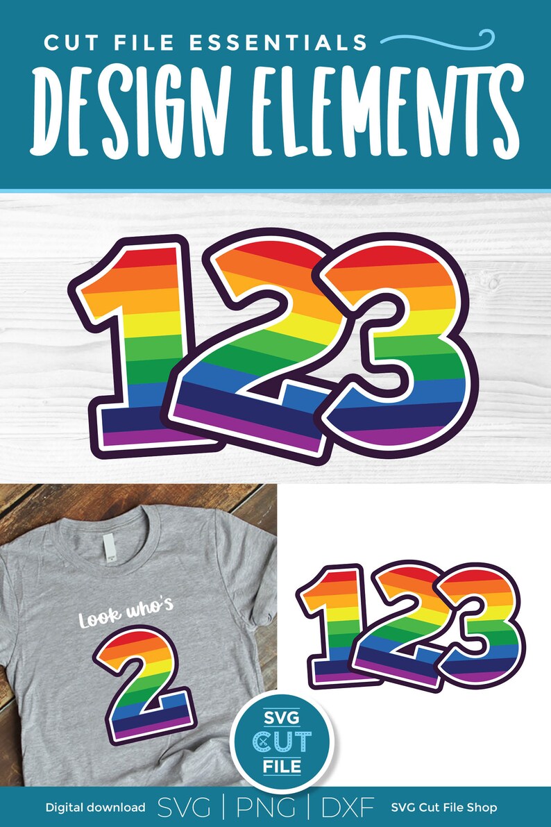 Rainbow Numbers Svg Colorful Numbers Svg Unicorn Birthday - Etsy