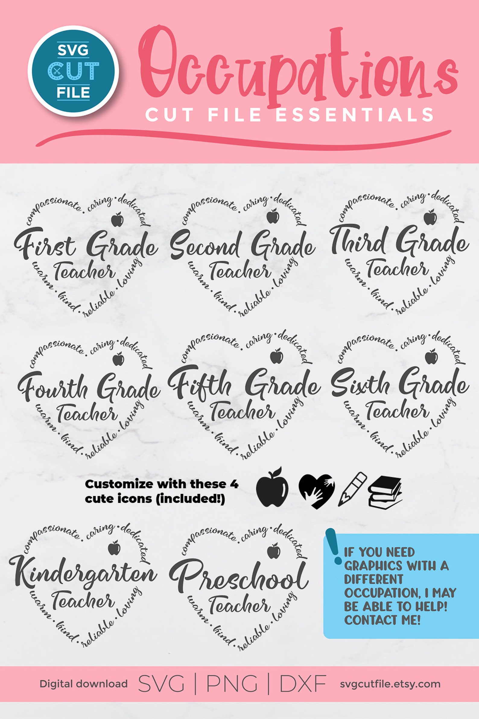 Teacher Bundle Svg First Grade Teacher Svg 1st Grade First | Etsy