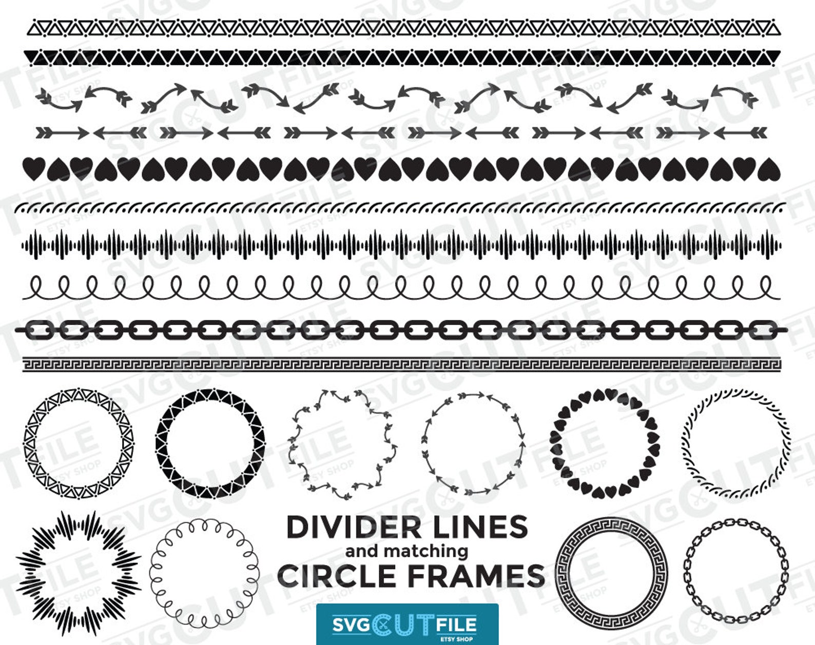 Divider Line Borders Svg Circle Frames Svg Chain Svg | Etsy
