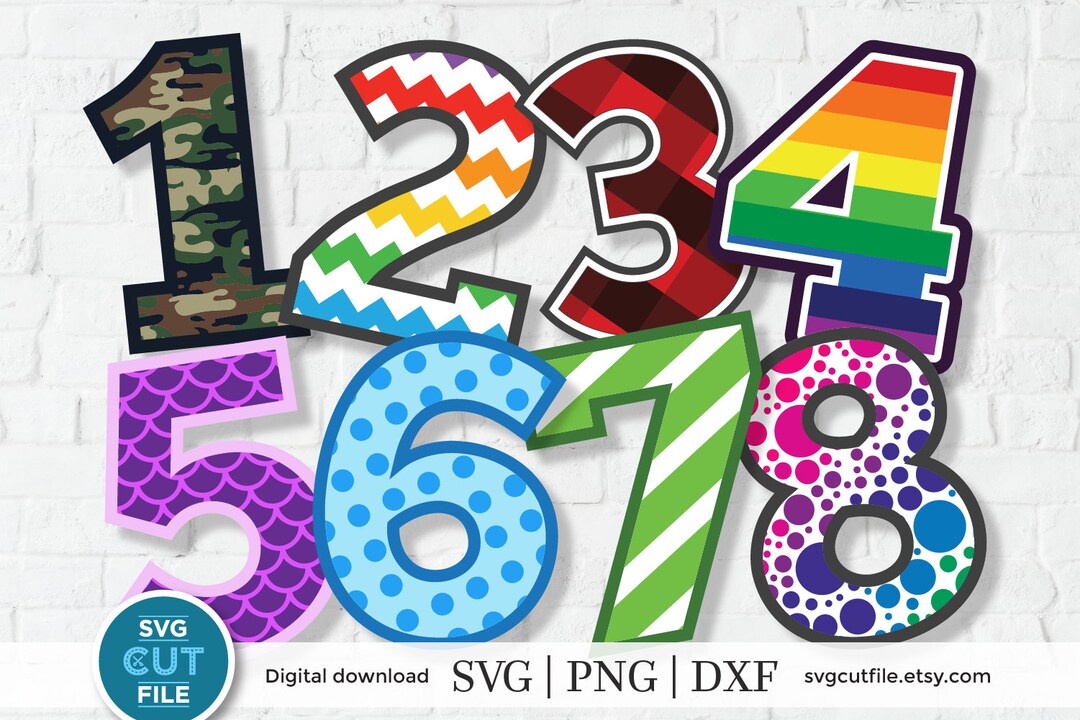 Numbers Bundle, Polka Dot Numbers Svg, Chevron Numbers, Buffalo Plaid ...