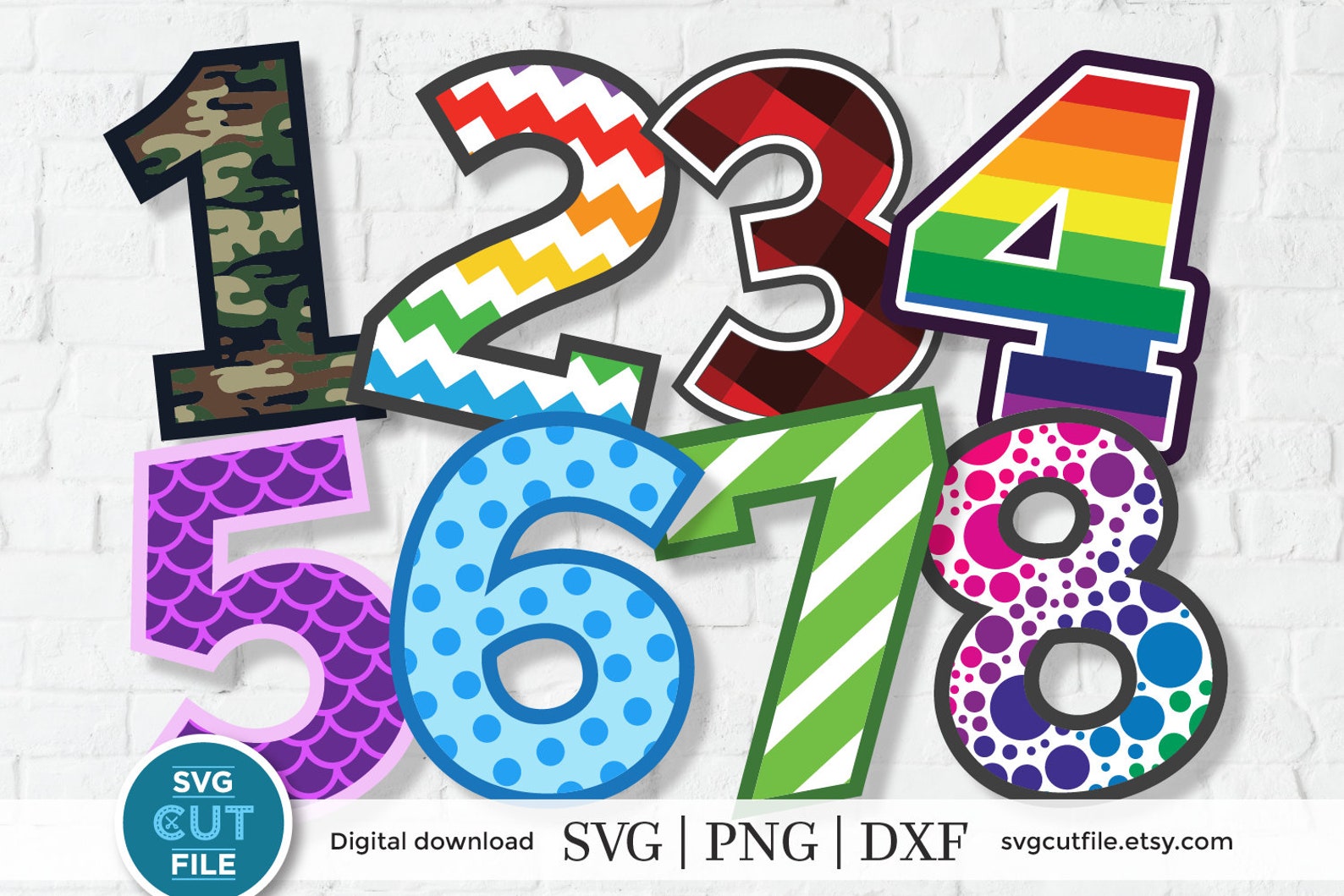 Numbers Bundle Polka Dot Numbers Svg Chevron Numbers - Etsy