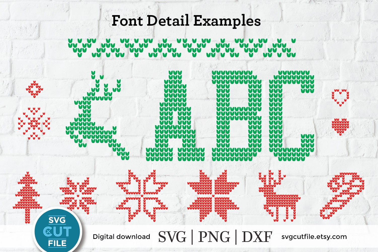 Ugly Christmas Sweater Font Svg, Tacky Christmas Jumper Svg, Cross ...