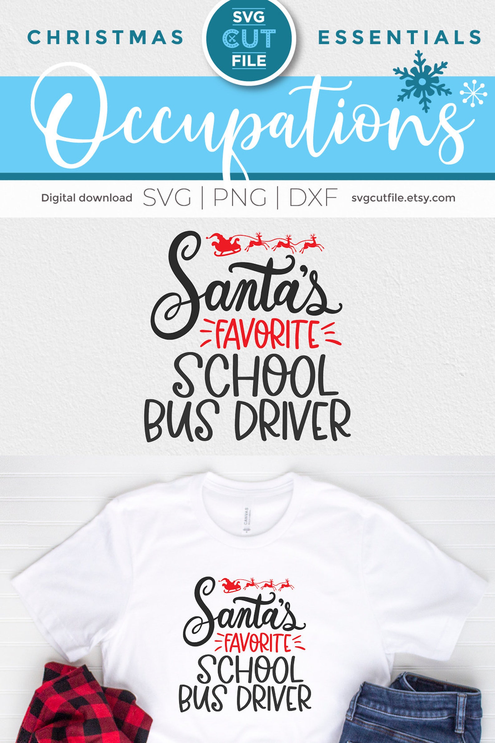 Christmas School Bus Driver Svg, Santas Favorite Schoolbus Driver Svg ...