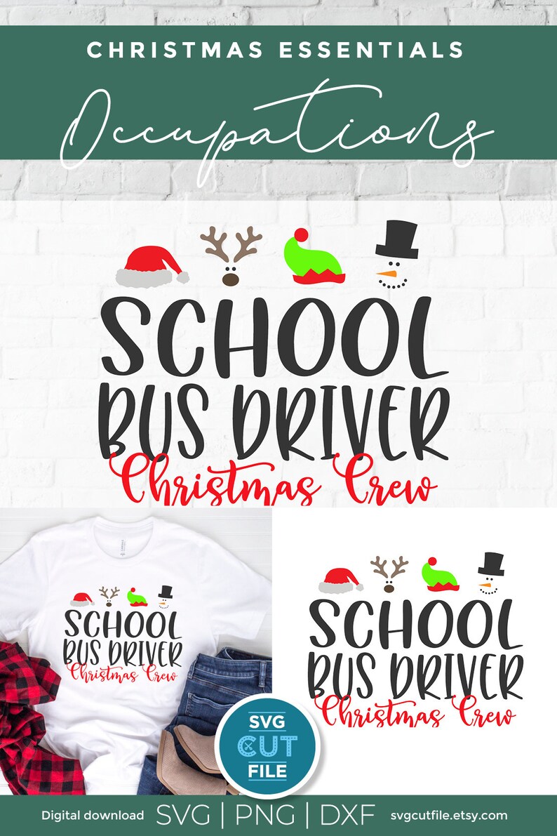 Christmas School Bus Driver Svg, School Bus Driver Christmas Crew Svg ...