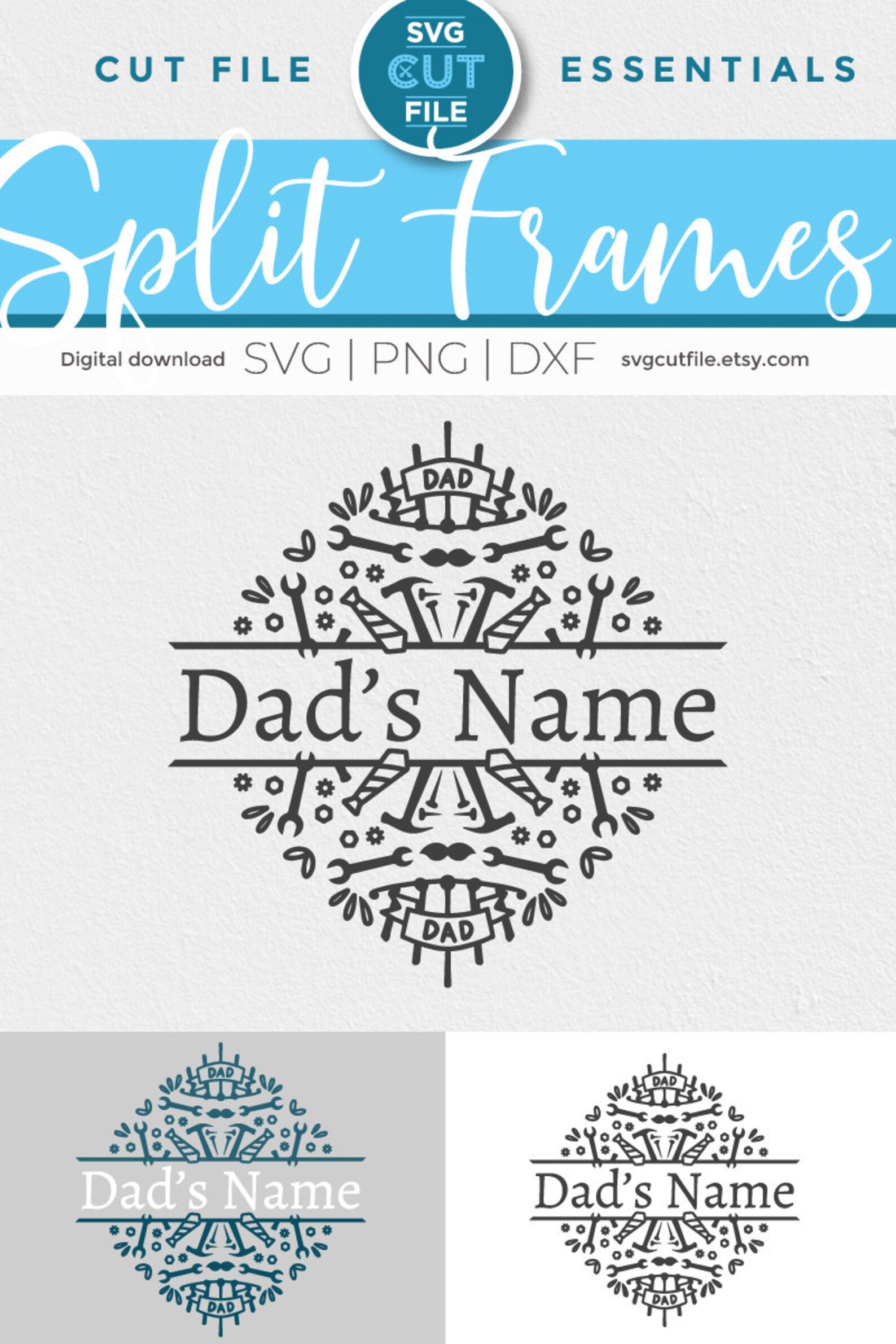 Father's Day Split Monogram Svg Dad Border Svg Manly | Etsy