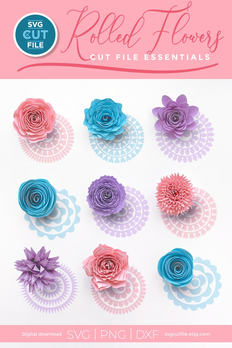 Rolled Flower Svg, Rolled Paper Flowers Svg, Rolled Rose, Template ...