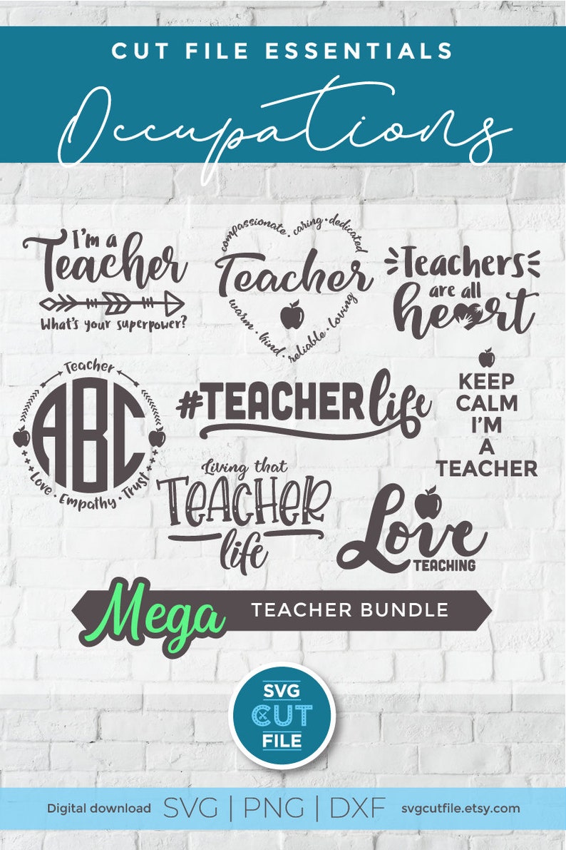 Teacher appreciation svg teacher bundle svg teacher quotes | Etsy