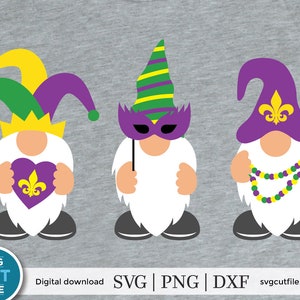 Mardi Gras Gnome Svg Mardi Gras Gnomes Svg Three Gnomes Svg - Etsy