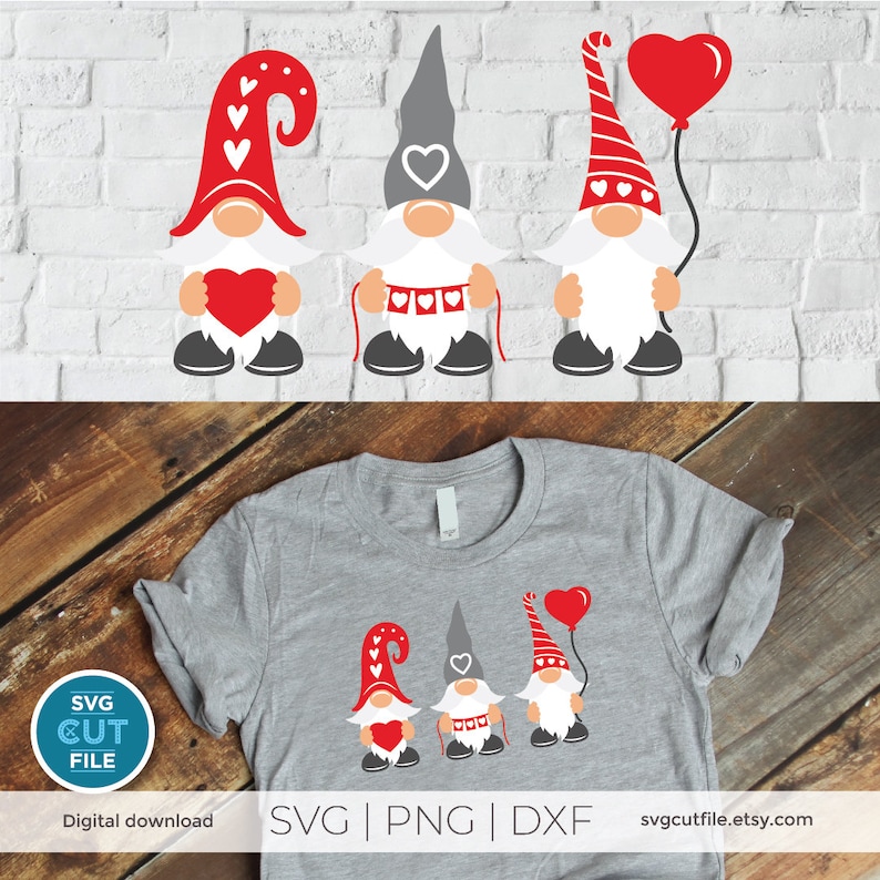 Valentine Gnome Svg Valentine Gnomes Svg Valentine's Day - Etsy