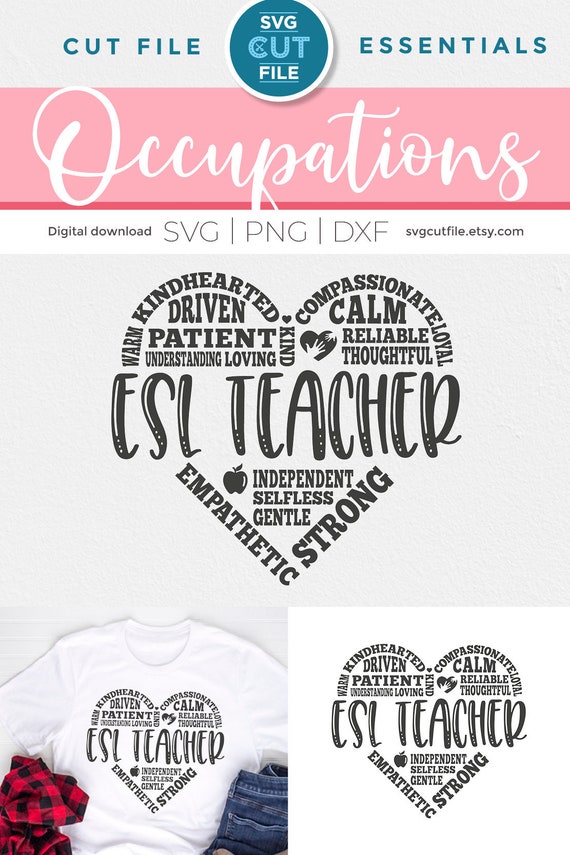 ESL Teacher Svg English as a Second Language Teacher Svg | Etsy