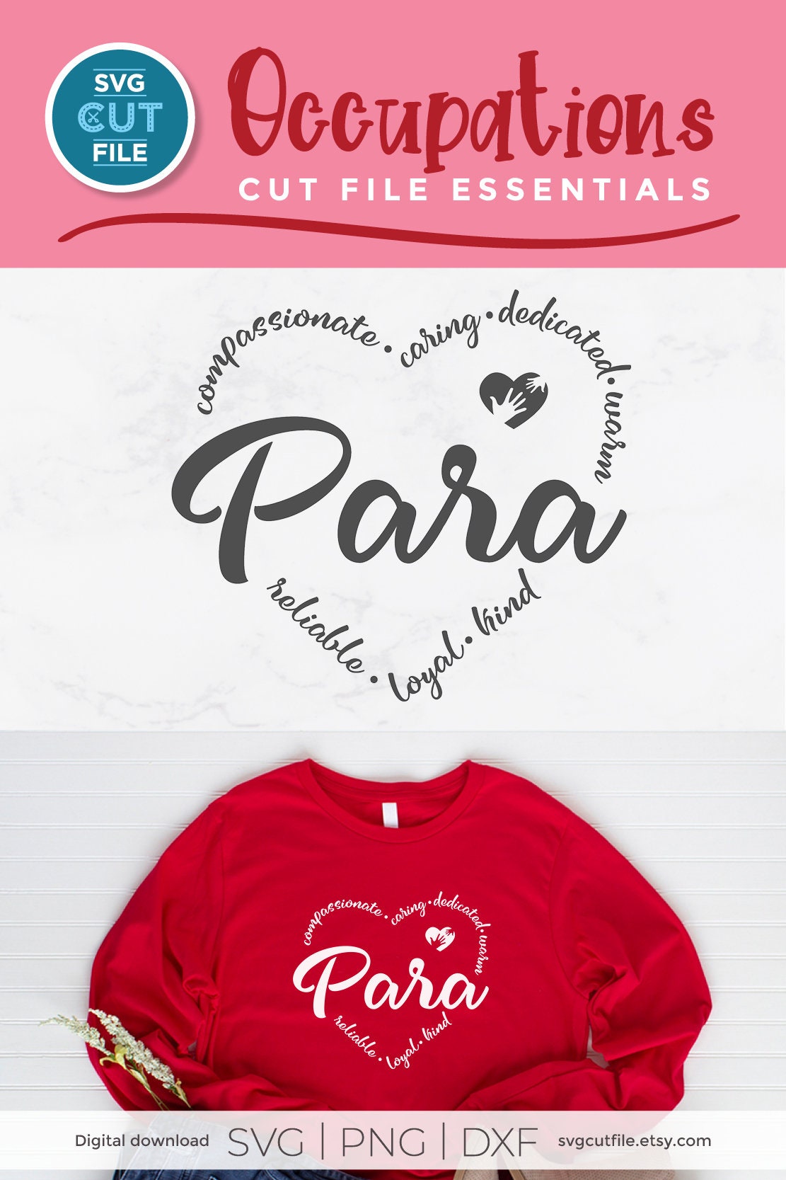 Paraprofessional Svg Para Svg Paraprofessional Heart Shape | Etsy UK