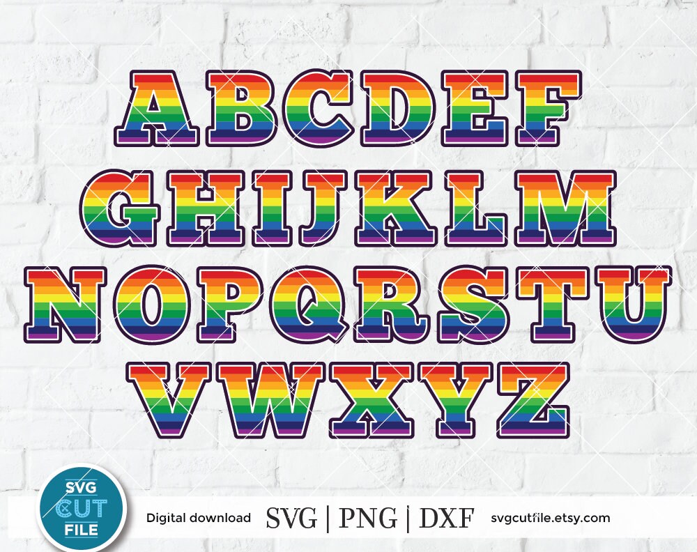 Rainbow Letters Svg, Unicorn Svg, Birthday Alphabet Svg, Striped Little ...