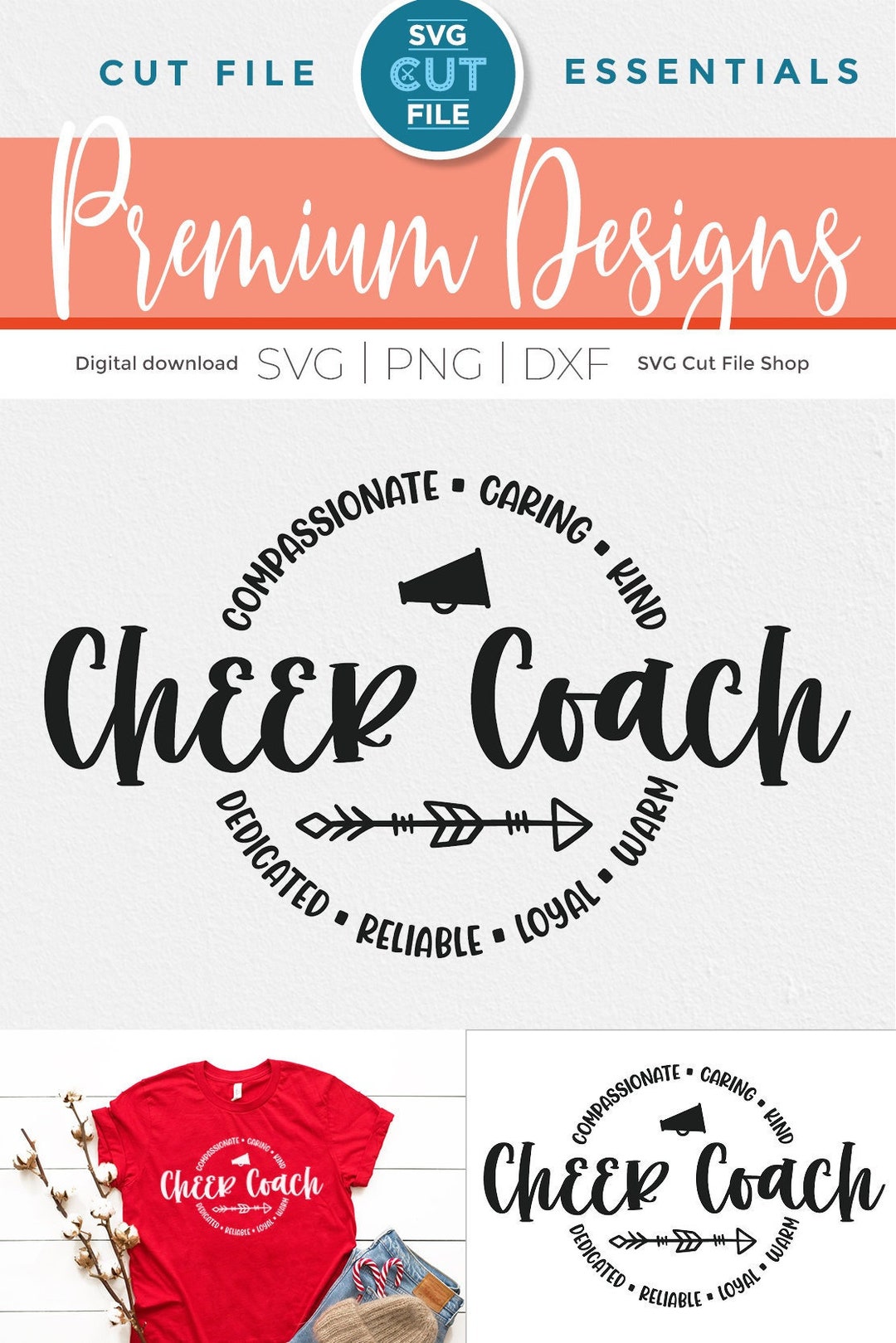 Cheer Coach Svg, Coach Svg, Cheer Coaching, Work of Heart, Coach ...