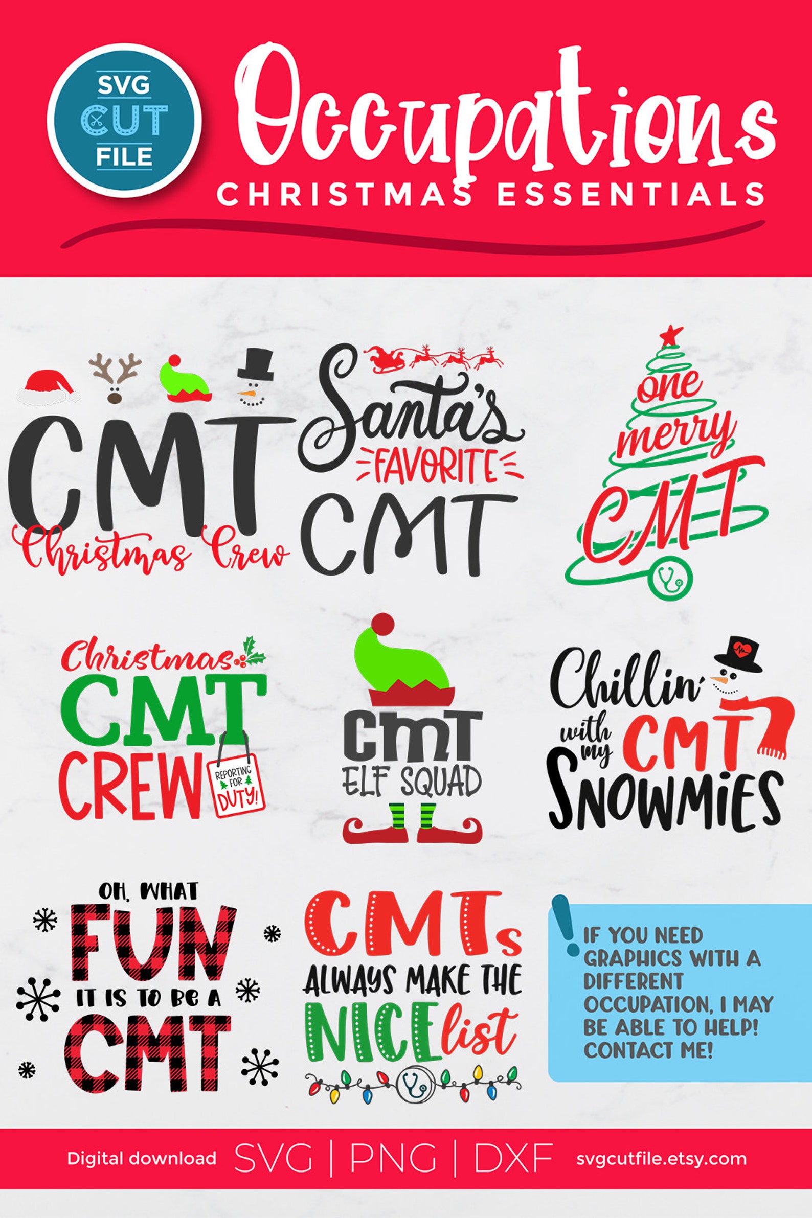 Christmas CMT Svg Bundle, Certified Medical Technician, CMT Christmas ...