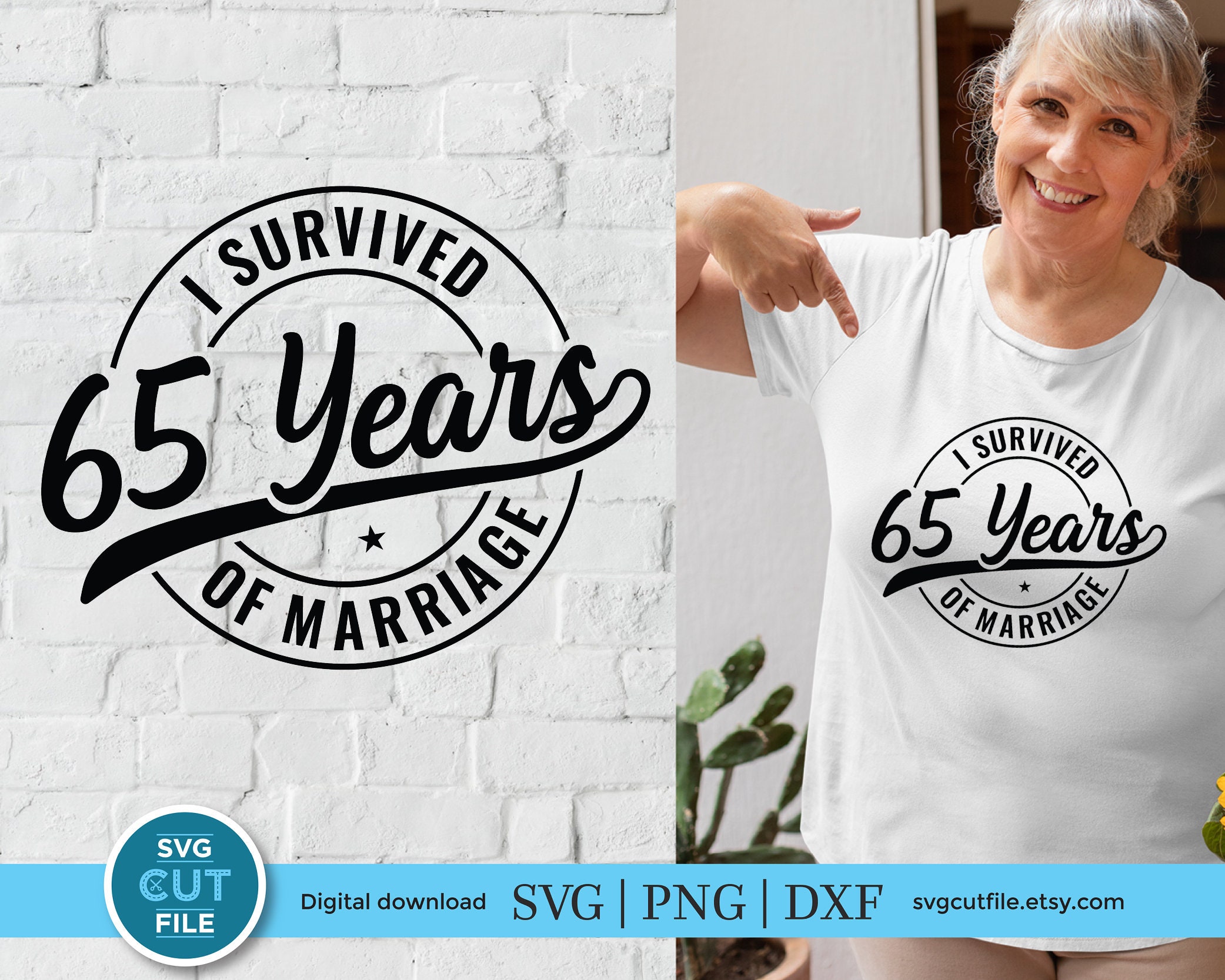 65 Years of Marriage Svg, 65th Wedding Anniversary, Year, Married ...