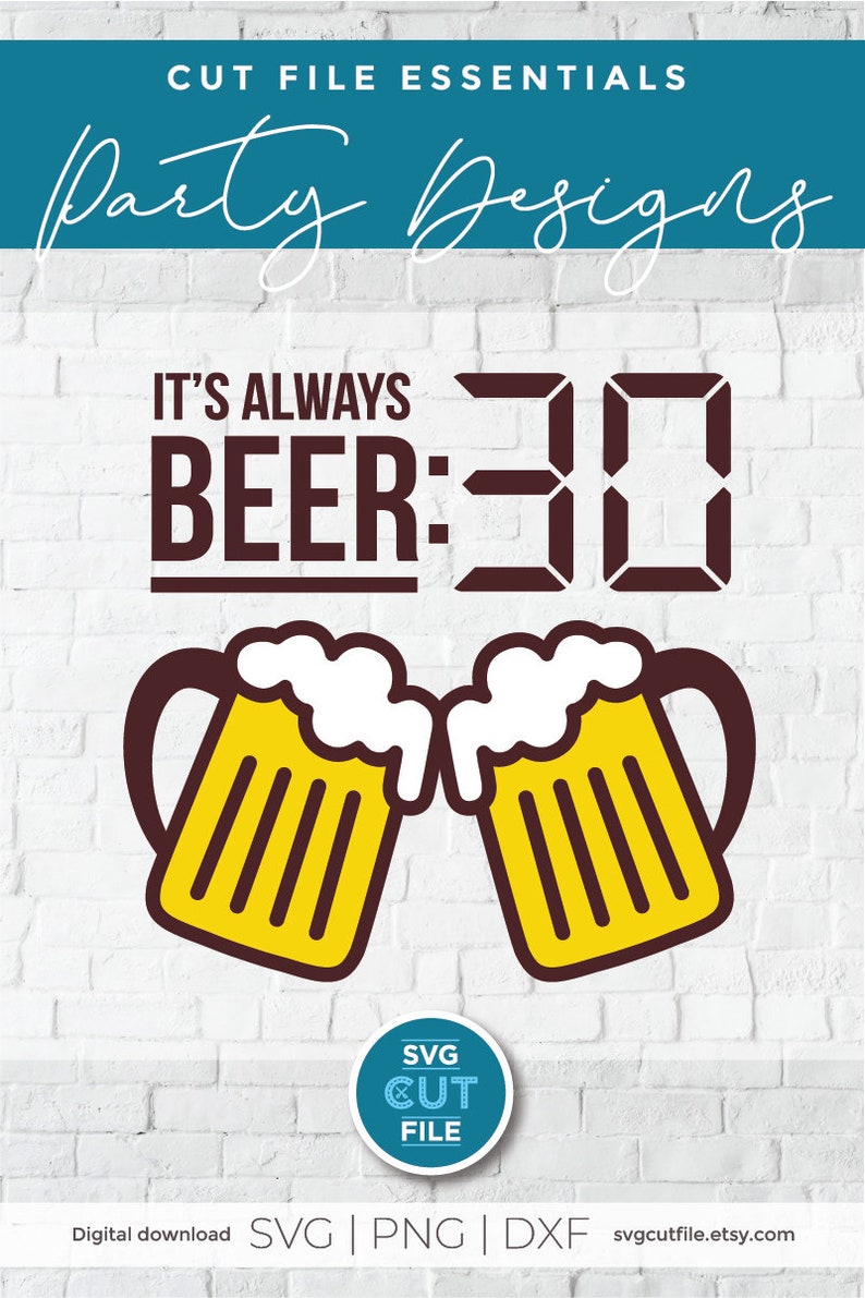 Beer Thirty 30 Mug Svg, Alcoholic Drink Dxf, Glass Tumbler Stein ...