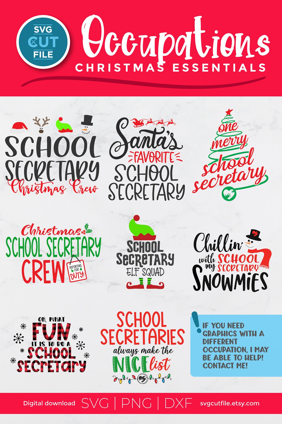 Christmas School Secretary Svg Bundle, Sublimation Png, School ...