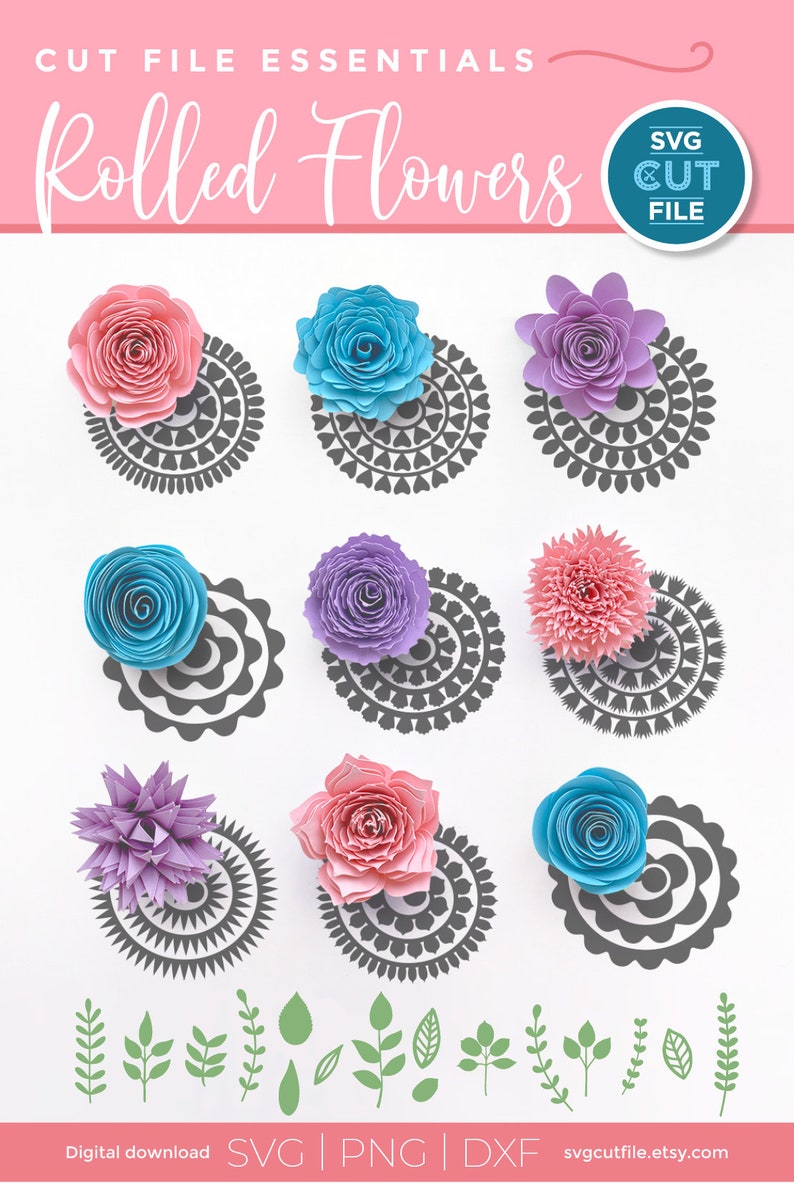 Rolled Flower Svg Rolled Paper Flowers Svg Rolled Rose - Etsy