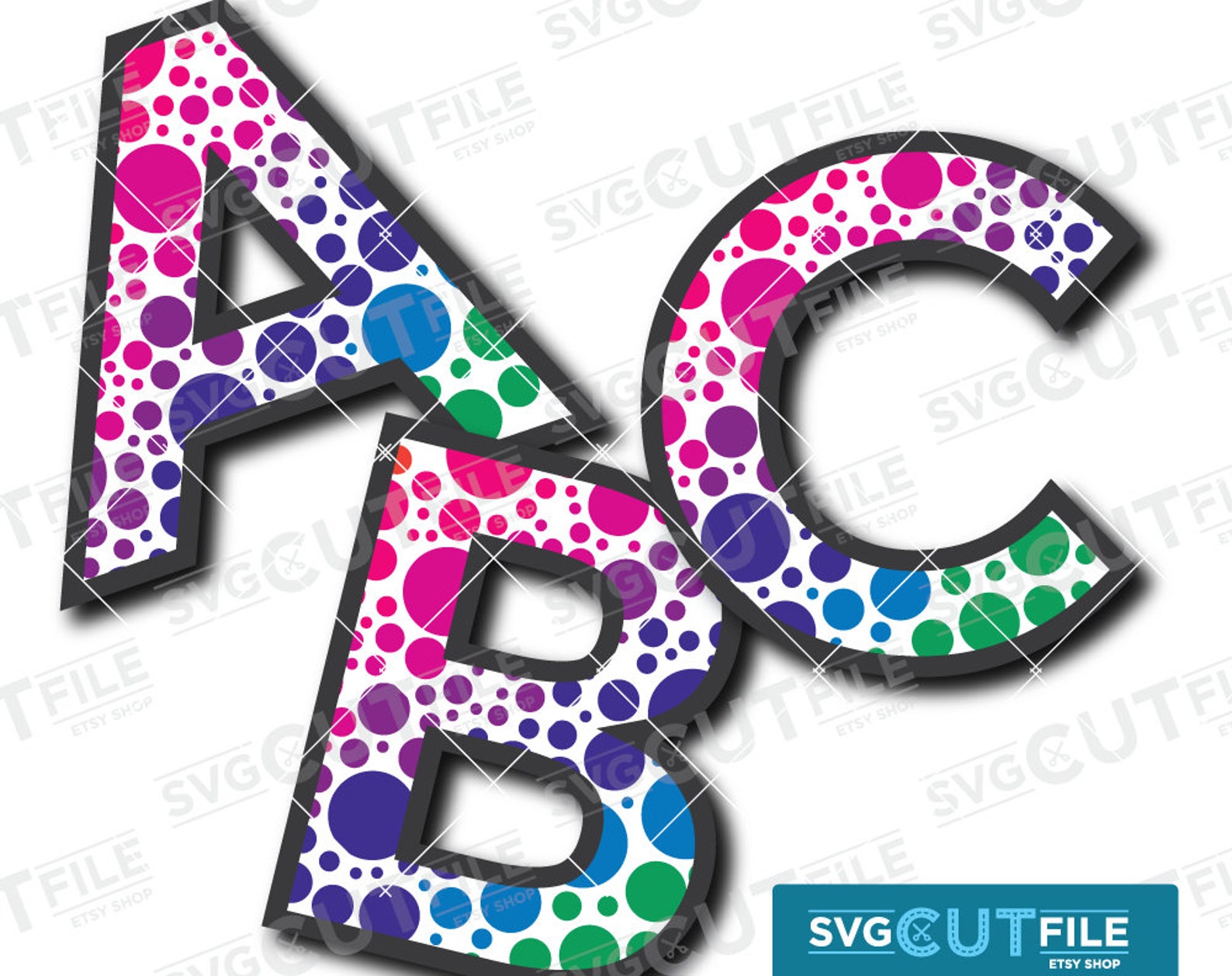 Polka Dot Alphabet Svg Rainbow Polka Dot Letters Svg Svg | Etsy