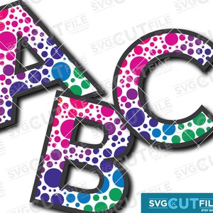 Polka Dot Alphabet Svg, Rainbow Polka Dot Letters Svg, Svg, Polka Dots ...