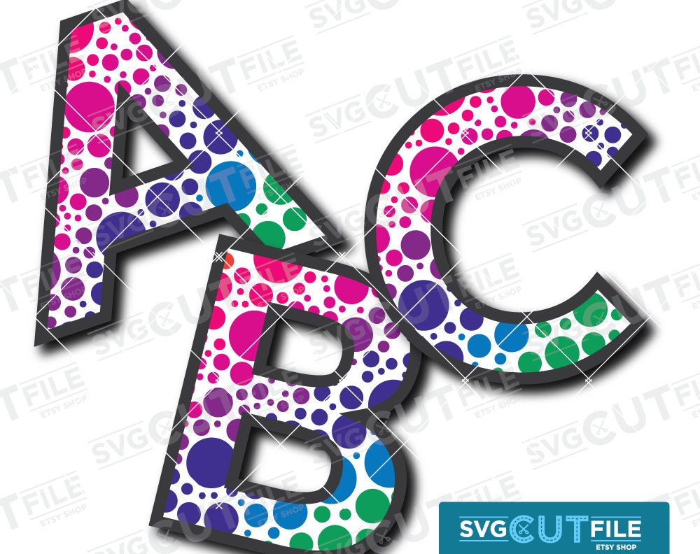 Polka Dot Alphabet Svg, Rainbow Polka Dot Letters Svg, Svg, Polka Dots ...
