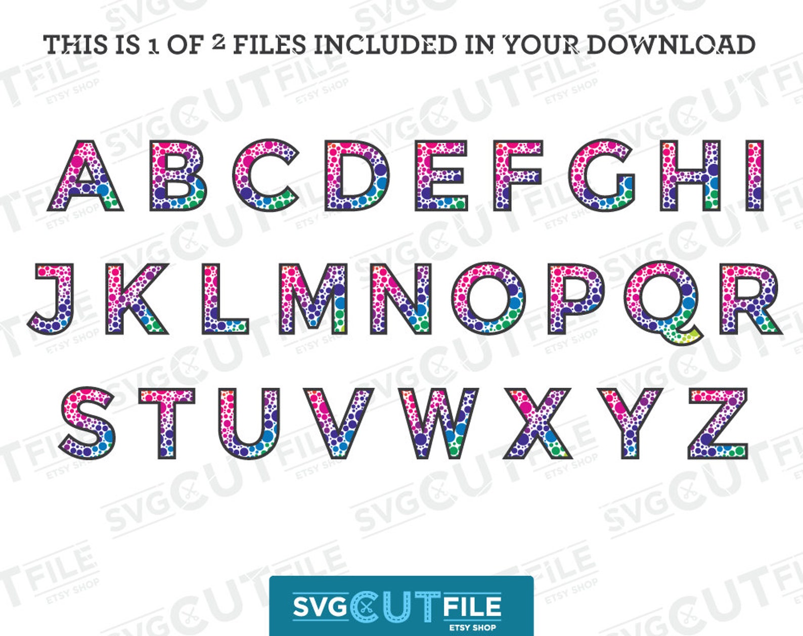 Polka Dot Alphabet Svg Rainbow Polka Dot Letters Svg Svg | Etsy