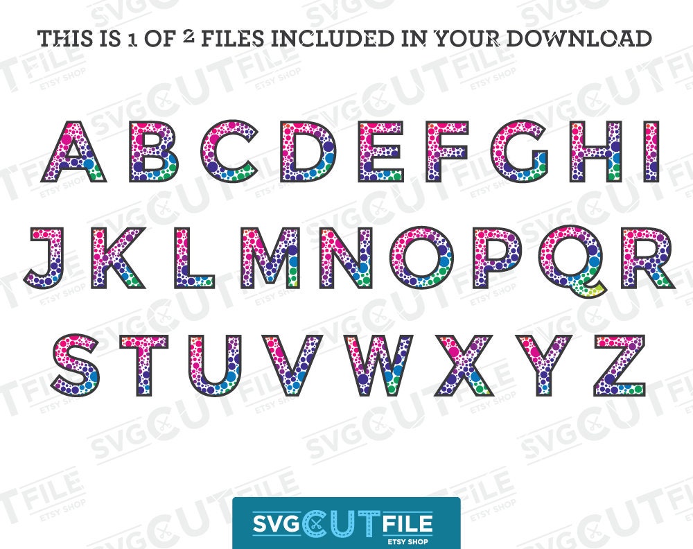Polka Dot Alphabet Svg, Rainbow Polka Dot Letters Svg, Svg, Polka Dots ...