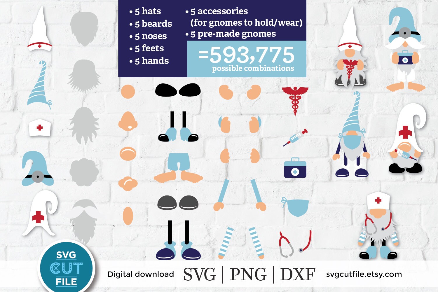 Gnome Kit Svg, Nurse Gnome Svg, Doctor, Medical Gnomes Svg, Healthcare ...